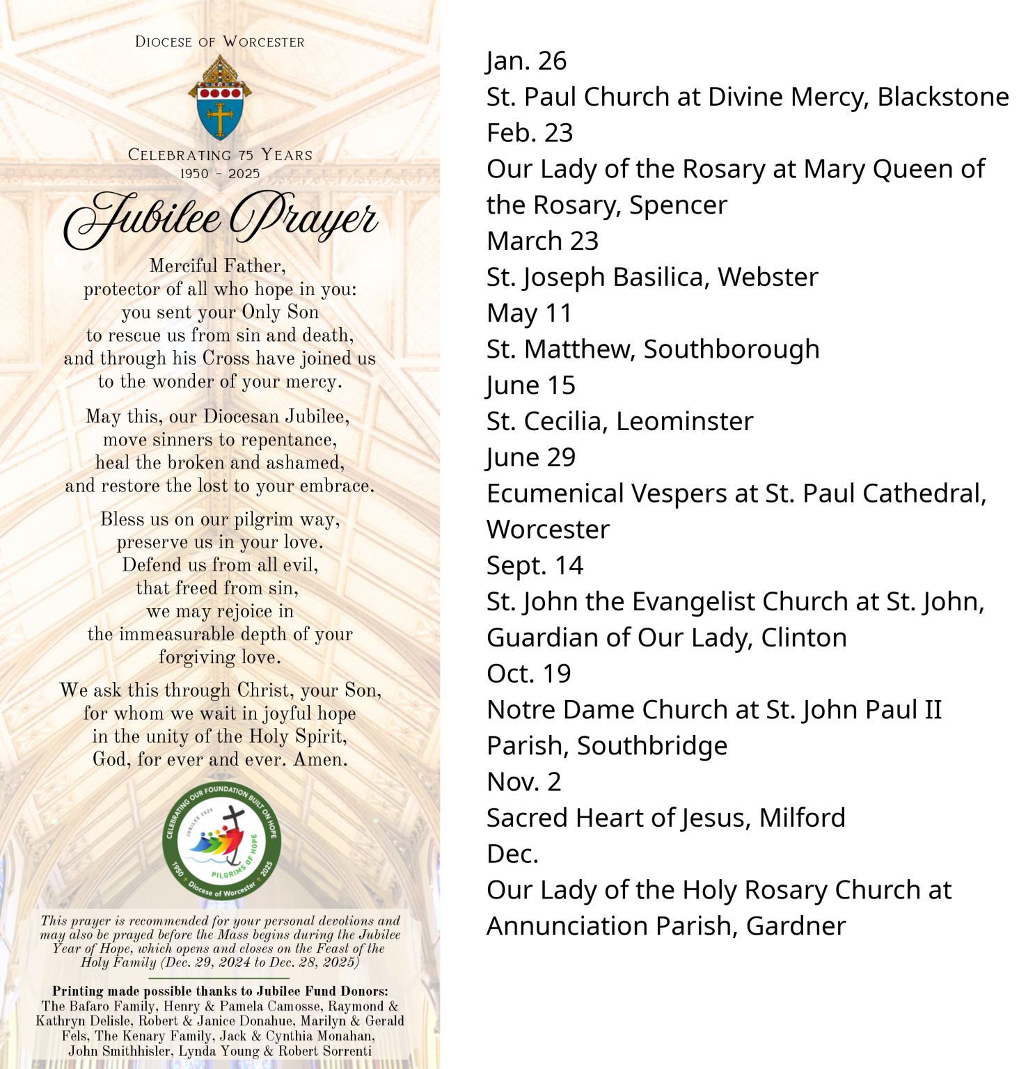 2025 Catholic Jubilee Year – St. Joseph's Roman Catholic Church